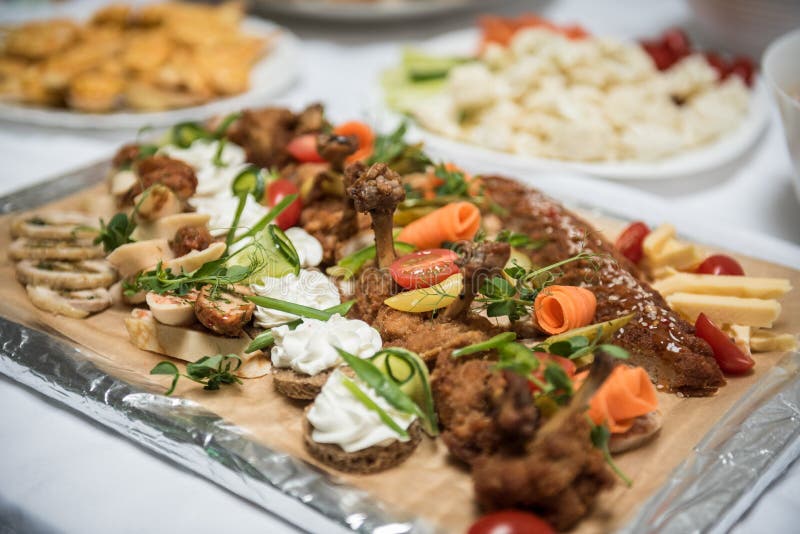 Assorted Appetizer Meat Snacks with Vegetables Stock Image - Image of ...