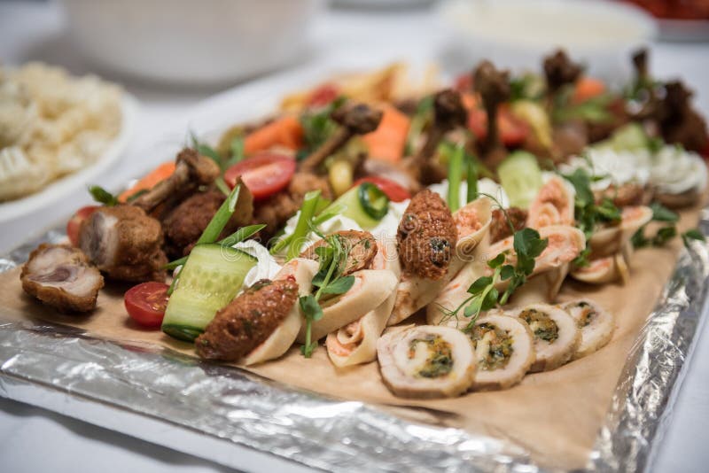 Assorted Appetizer Meat Snacks with Vegetables Stock Photo - Image of ...