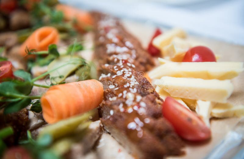 Assorted Appetizer Meat Snacks with Vegetables Stock Image - Image of ...