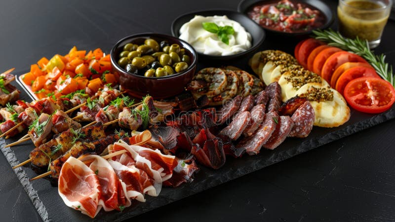 Assorted Appetizers Arranged on a Sleek and Modern Platter Stock ...