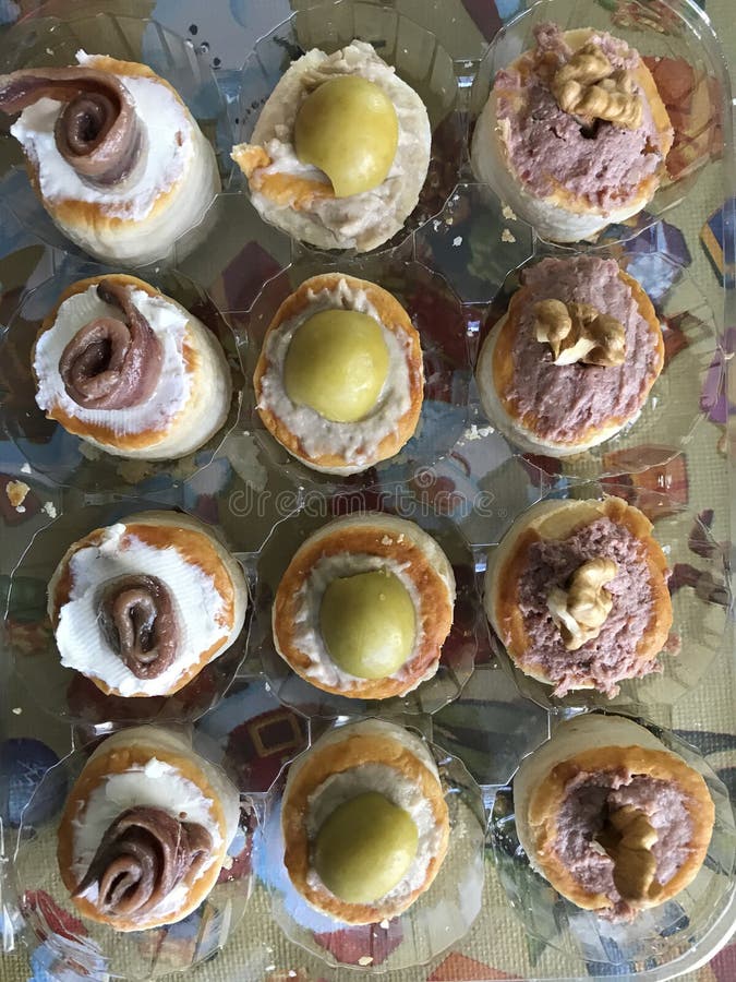 A Assorted Appetizers on Puff Pastry Tartlets Stock Image - Image of ...