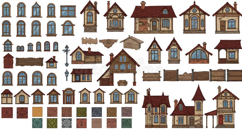 Assorted Architectural Elements for House Design Include Various Window ...