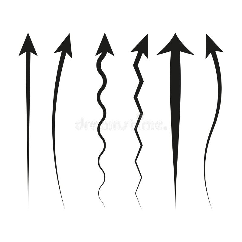 Assorted Arrows Set. Vector Collection. Curved Zigzag Lines. Direction ...