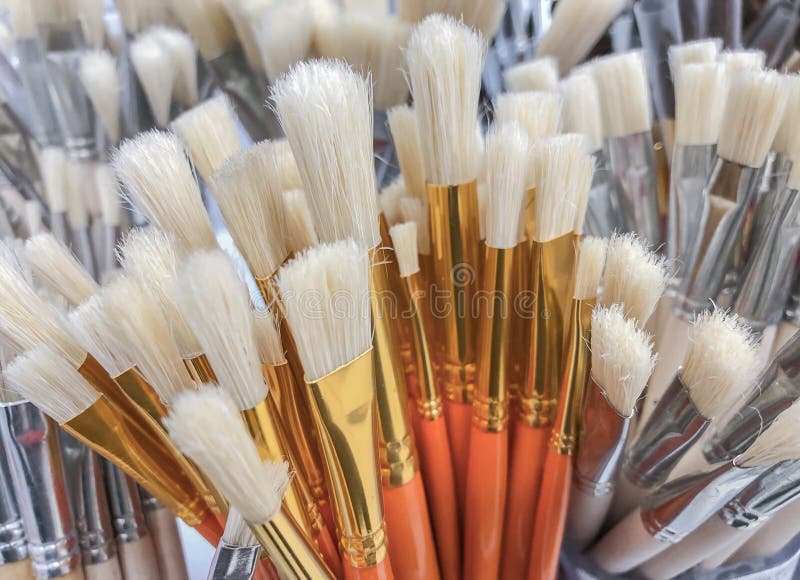 Assorted Artist Paint Brushes. School and Office Supplies Stock Photo ...