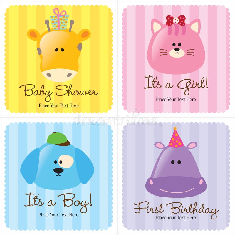 Assorted Baby Cards Set 3 stock vector. Illustration of clip - 9945701