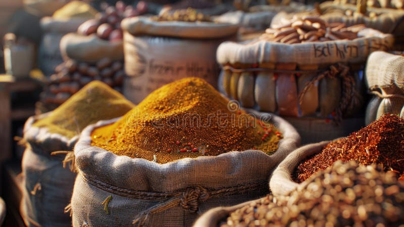 Assorted Bags Filled with Different Types of Spices. Ideal for Food and ...