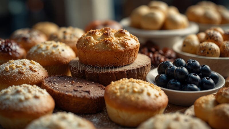 Assorted Baked Goods and Sweets at a Market. Stock Photo - Image of ...