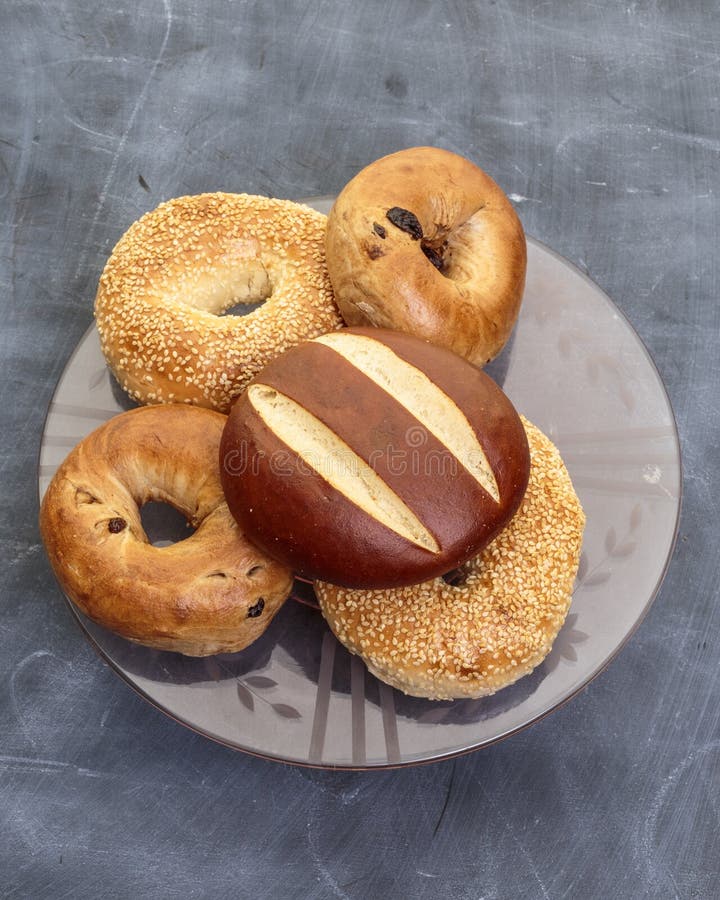 Assorted Bakery Rolls and Bagels Stock Photo - Image of raisin, buffet ...