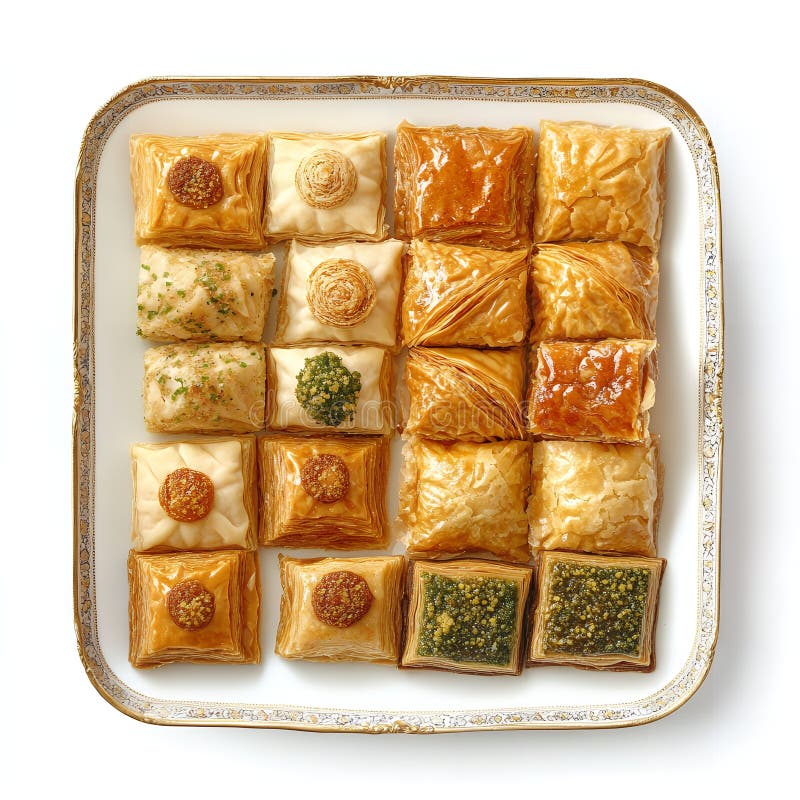 Assorted Baklava Sweets on Elegant Tray Delicious Middle Eastern ...