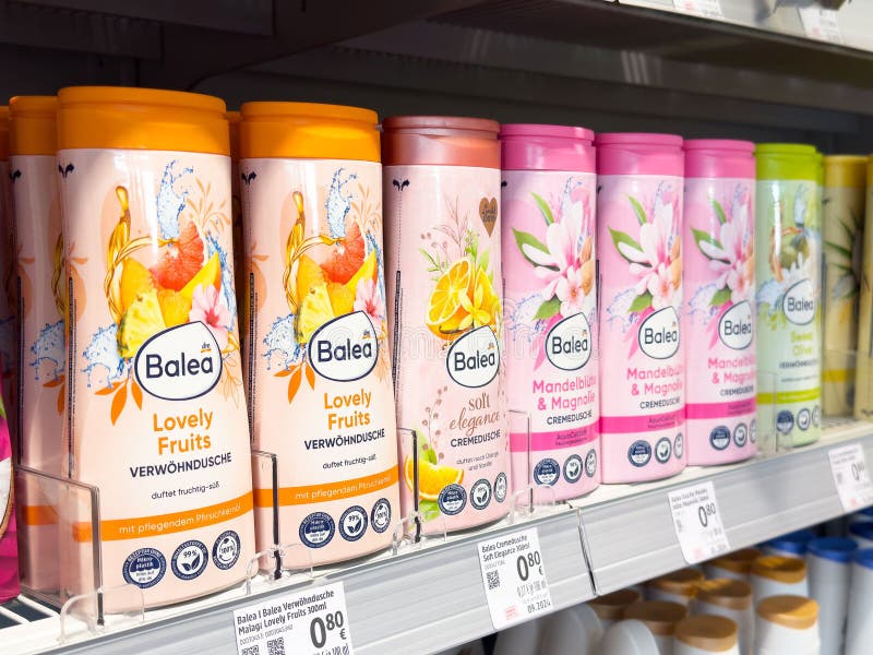Assorted Balea Shower Gels on Store Shelf in Vibrant Packaging ...