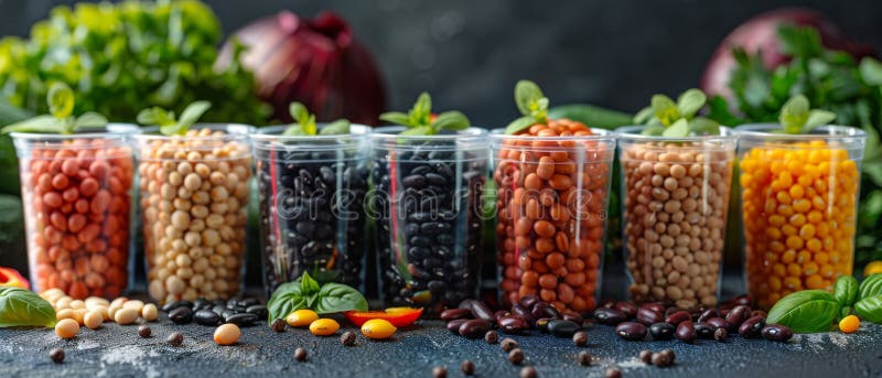 Assorted Beans and Vegetables in Plastic Containers Stock Image - Image ...