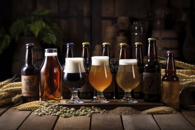 Assorted Beers on a Table, a Variety of Refreshing Brews for Beer ...