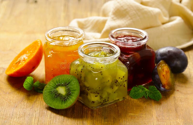 Assorted Berries and Fruit Jams. Homemade Canning Stock Image - Image ...