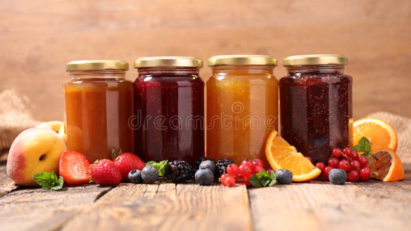 Assorted berry fruit jam stock photo. Image of summer - 71332476