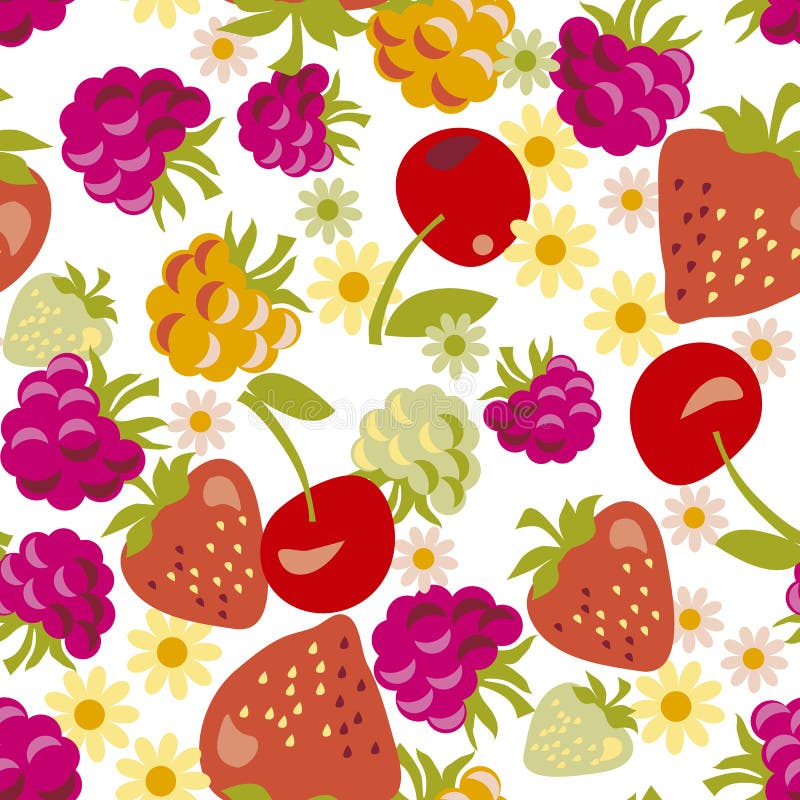 Assorted Berry Seamless Pattern. Stock Vector - Illustration of pink ...