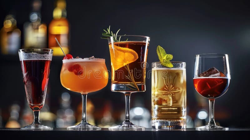 Assorted Beverages on Display, Suitable for Bar or Restaurant Concept ...