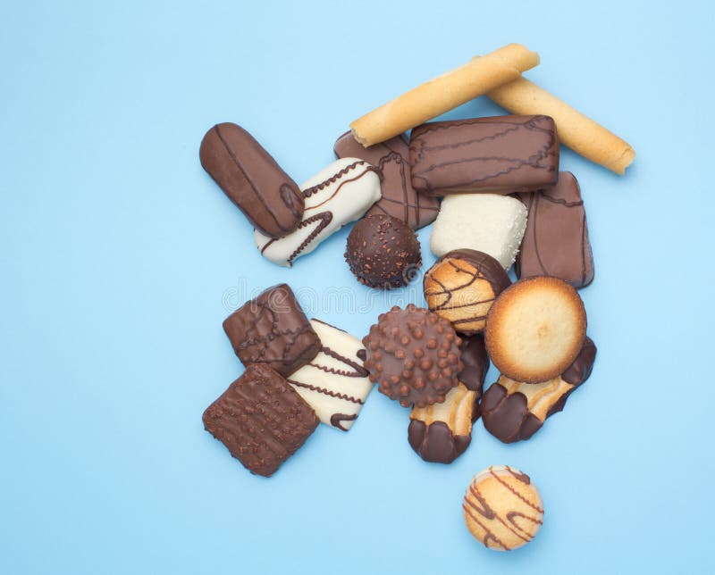 Assorted Biscuits on Blue stock photo. Image of treat - 268352904