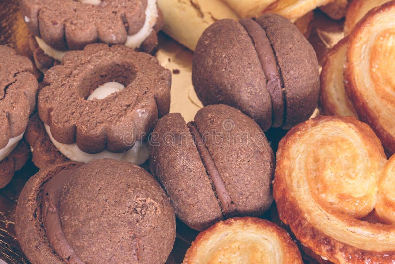 Assorted Biscuits on a Golden Plate Stock Image - Image of dessert ...
