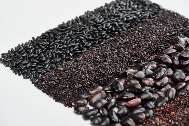 Assorted Black Beans, Quinoa and Rice Isolated on White. Stock Image ...