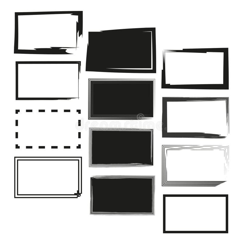 Assorted Black Brush Stroke Frames. Set of Vector Paintbrush Borders ...
