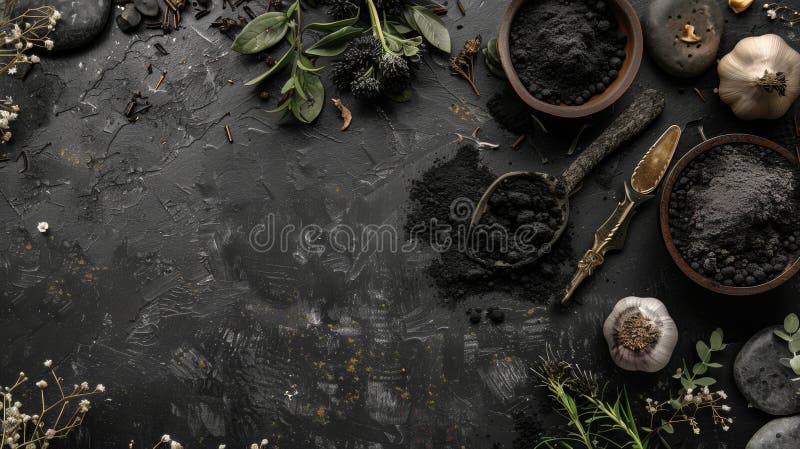 Assorted Black Spices and Herbs Stock Photo - Image of kitchen, food ...