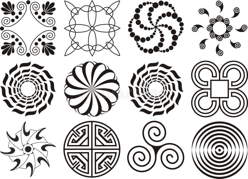 Set of Spiral Elements, Black Isolated S Stock Vector - Illustration of ...