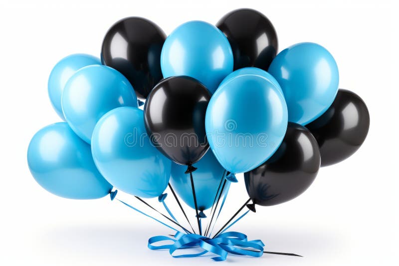 Assorted Blue, Black, and White Balloons Arranged Beautifully on a ...