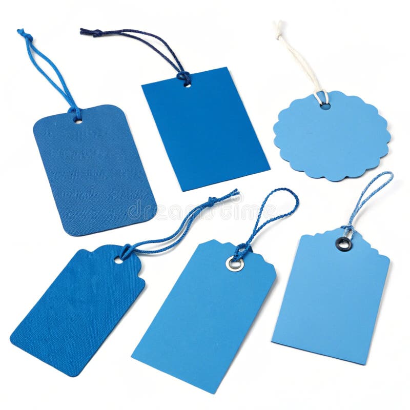 Assorted Blue Gift Tags in Different Shape Stock Illustration ...