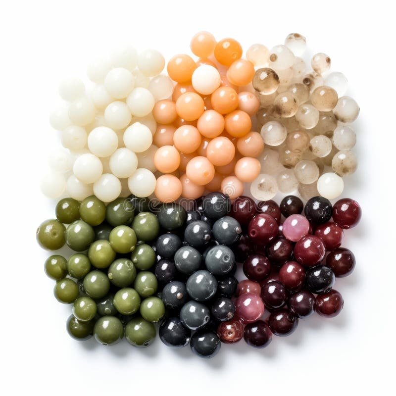 Assorted Boba Pearls Displayed on a Pristine White Background, Ai ...