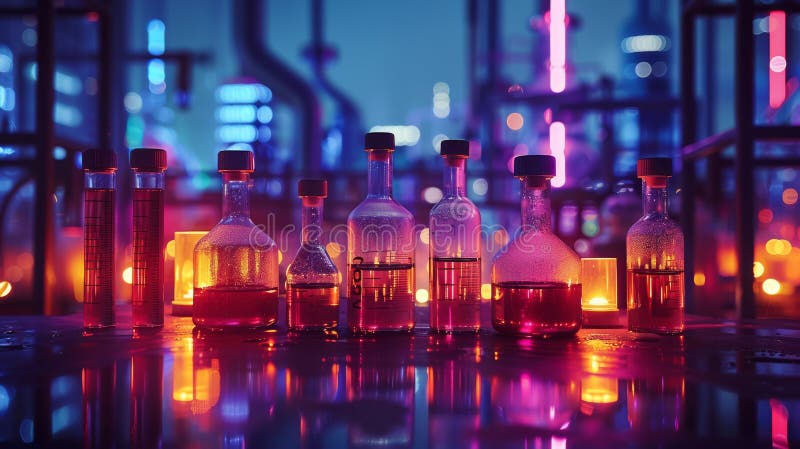 Assorted Bottles Arranged on Table Stock Photo - Image of shapes, room ...