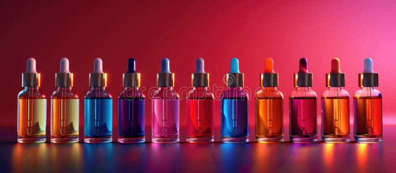 Assorted Bottles Filled with Colored Liquids Stock Photo - Image of ...