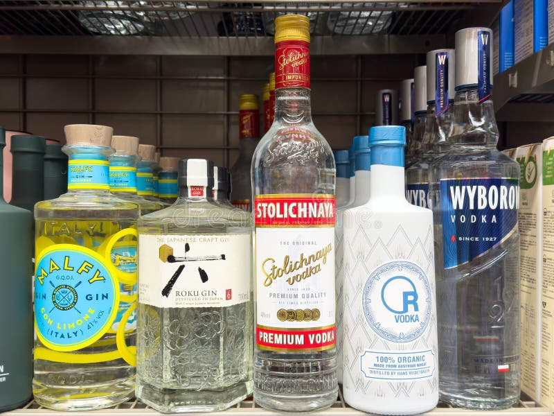 Assorted Bottles Vodka Gin Store Shelf Stock Photos - Free & Royalty ...