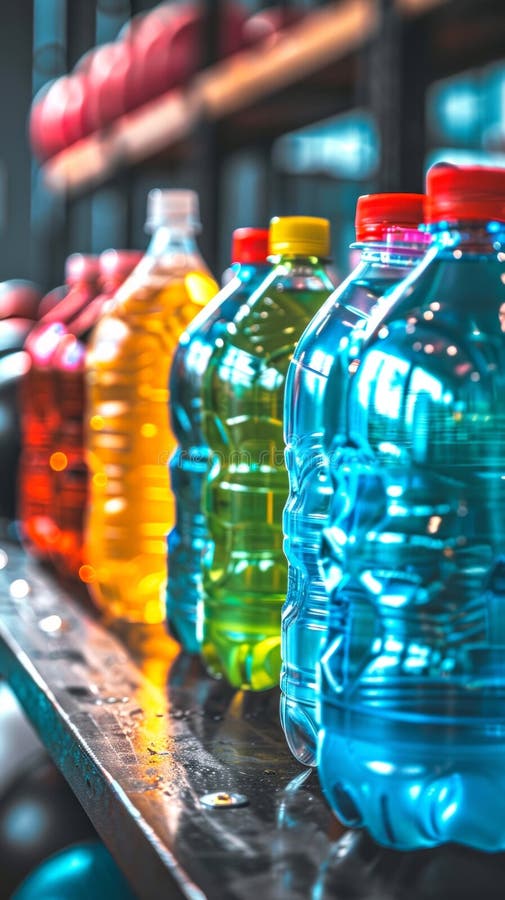 Assorted Bottles of Water and Juice on a Table in an Indoor Setting ...