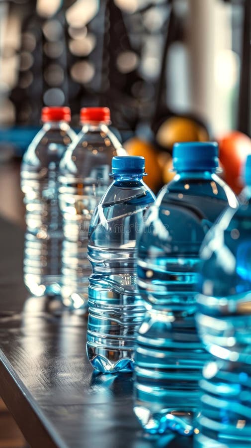 Assorted Bottles of Water and Juice on a Table in an Indoor Setting ...