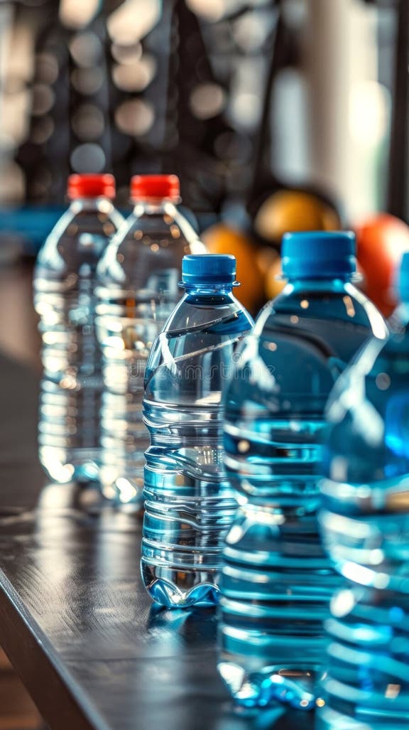 Assorted Bottles of Water and Juice on a Table in an Indoor Setting ...