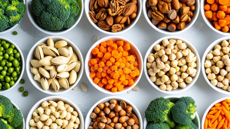 Assorted Bowls Filled with Different Types of Food Stock Illustration ...