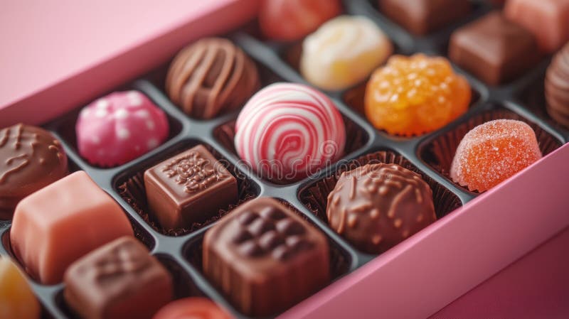 Assorted Box of Colorful Chocolates and Sweets. Stock Photo - Image of ...
