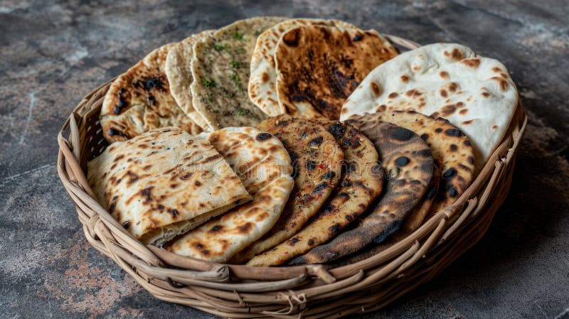 Assorted Bread in Basket stock image. Image of parsley - 375860455