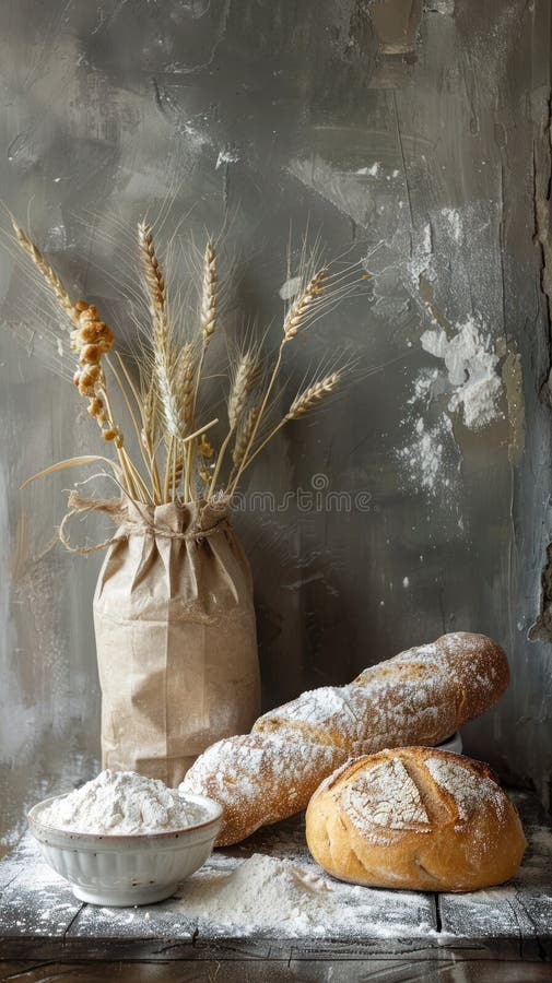 Assorted Bread Loaves on Table Stock Image - Image of bread, flour ...