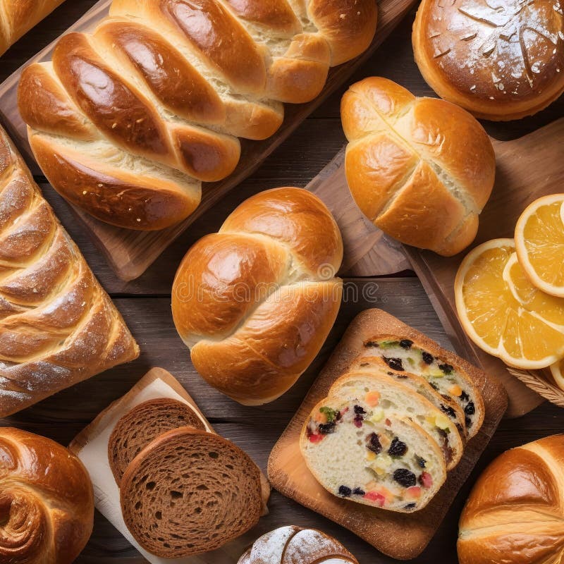 Assorted Bread and Pastries Stock Illustration - Illustration of space ...