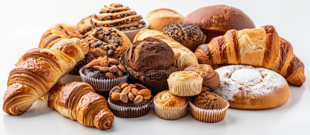 Assorted Bread and Pastries Display Stock Photo - Image of bread, baked ...