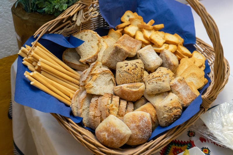 Assorted Bread Types in a Rustic Basket. Stock Photo - Image of tasty ...
