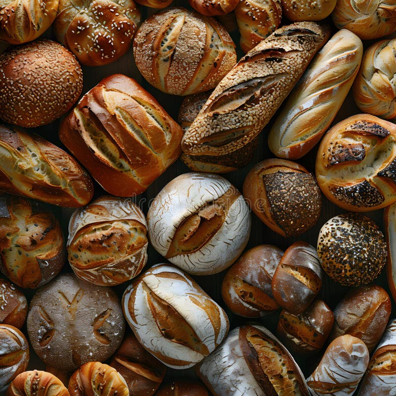 Assorted Bread Varieties Displayed on a Wooden Table Stock Image ...