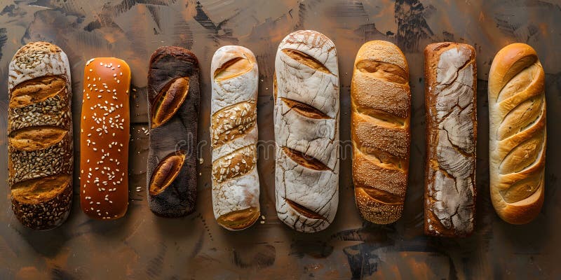 Assorted Breads Arranged on a Table As Baked Goods Display Stock Image ...