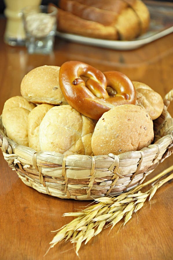 Assorted Breads In A Basket Stock Photo - Image of baked, food: 144701908