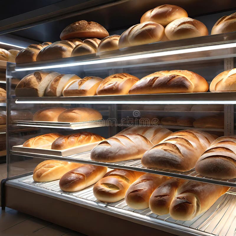 Assorted Breads Displayed on the Shelves of Bakery Supermarkets ...