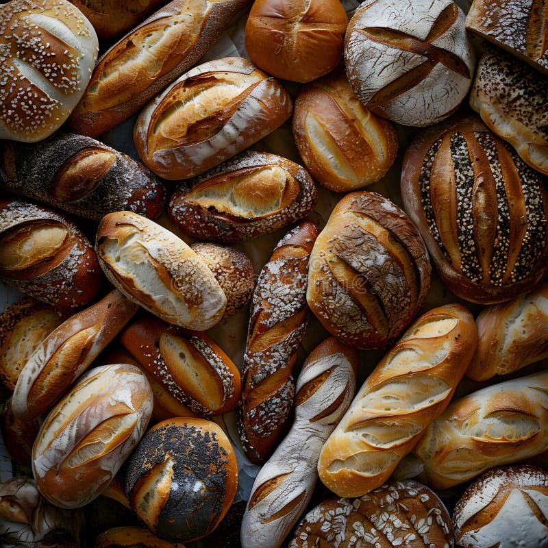 Assorted Breads Displayed on Wooden Table, Showcasing Plantbased ...