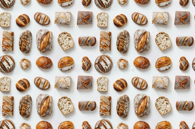 Assorted Breads Flat Lay. Minimalist Aesthetic Stock Illustration ...