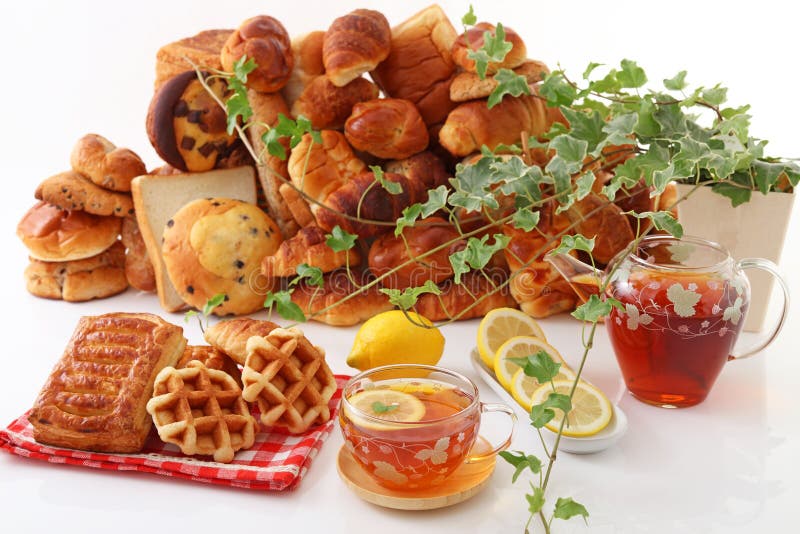 Hot tea with breads stock photo. Image of leaf, herb - 58792740