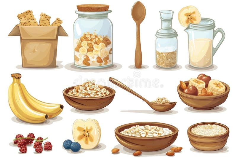 Assorted Breakfast Foods on Table Stock Image - Image of eggs, fruit ...